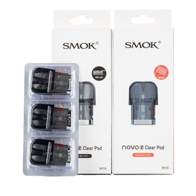 SMOK - NOVO 2 REPLACEMENT PODS (NOVO 2S PODS) - CLEAR POD MESH 0.9ohm ...